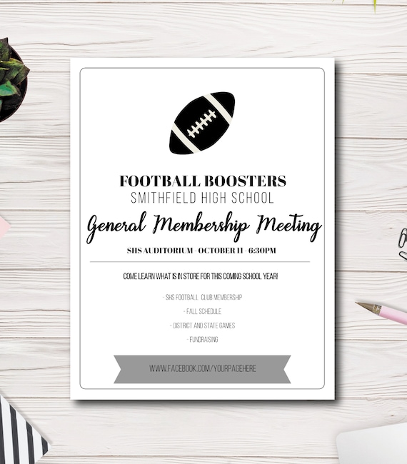Football Boosters Meeting Announcement Flyer Template, Football ...