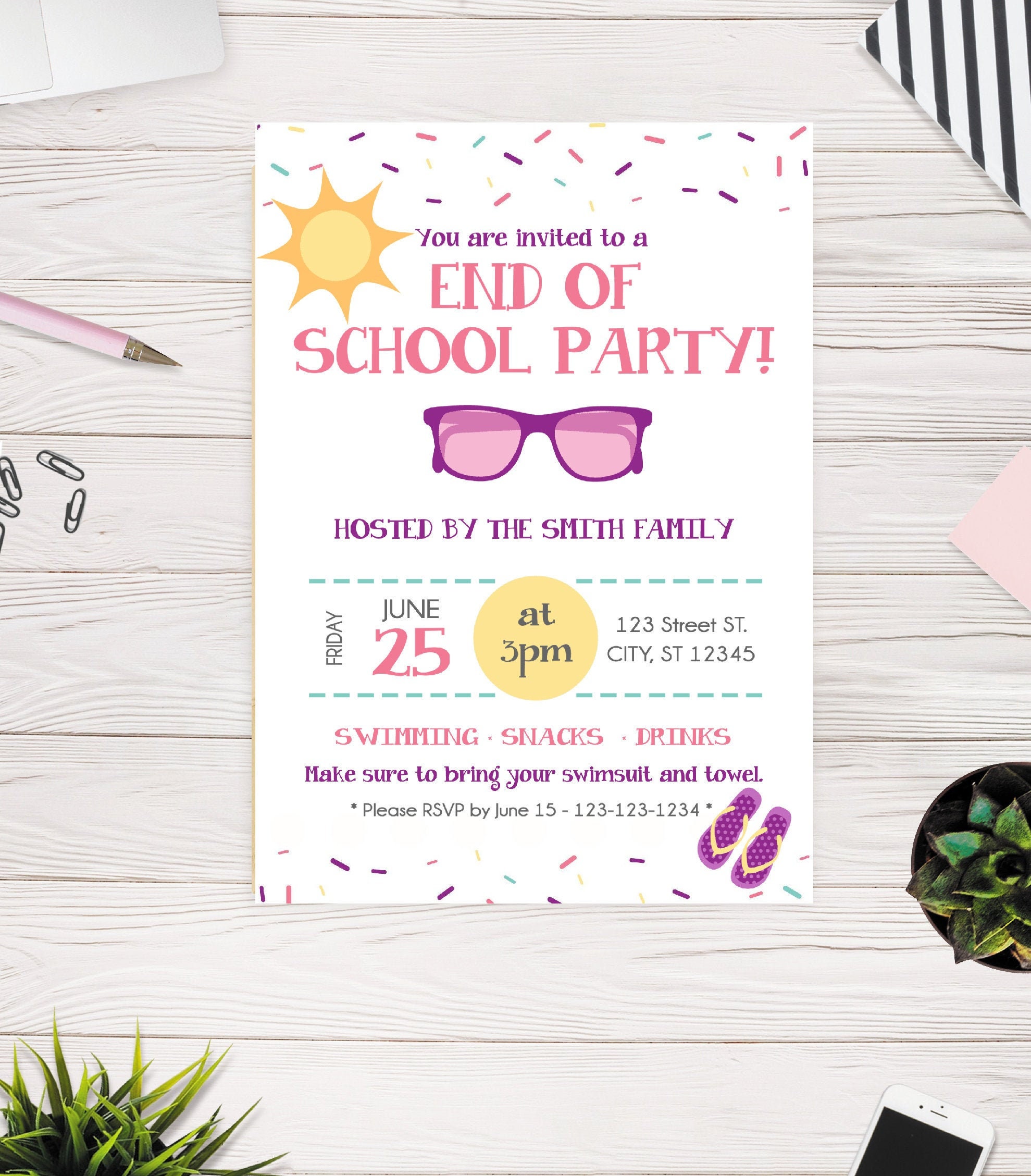 School Party Invitation Blank