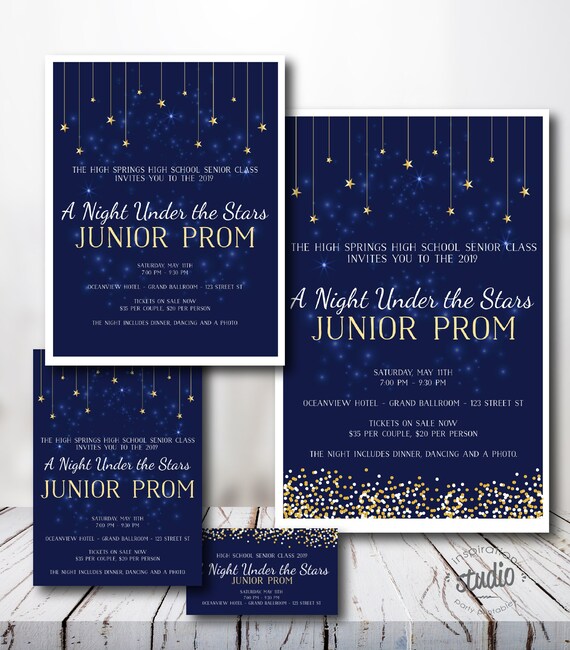 A Night Under the Stars Prom, Junior Prom, Template Package, Printable ...