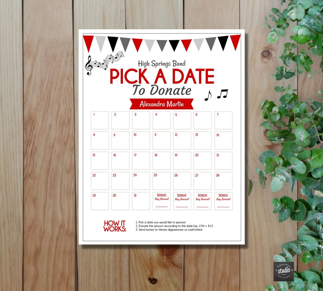 Pick a Date to Donate Band Flyer Template, School Band Fundraiser ...