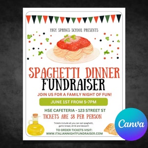 Spaghetti Dinner Fundraiser Flyer Template | Perfect for PTA, PTO ...