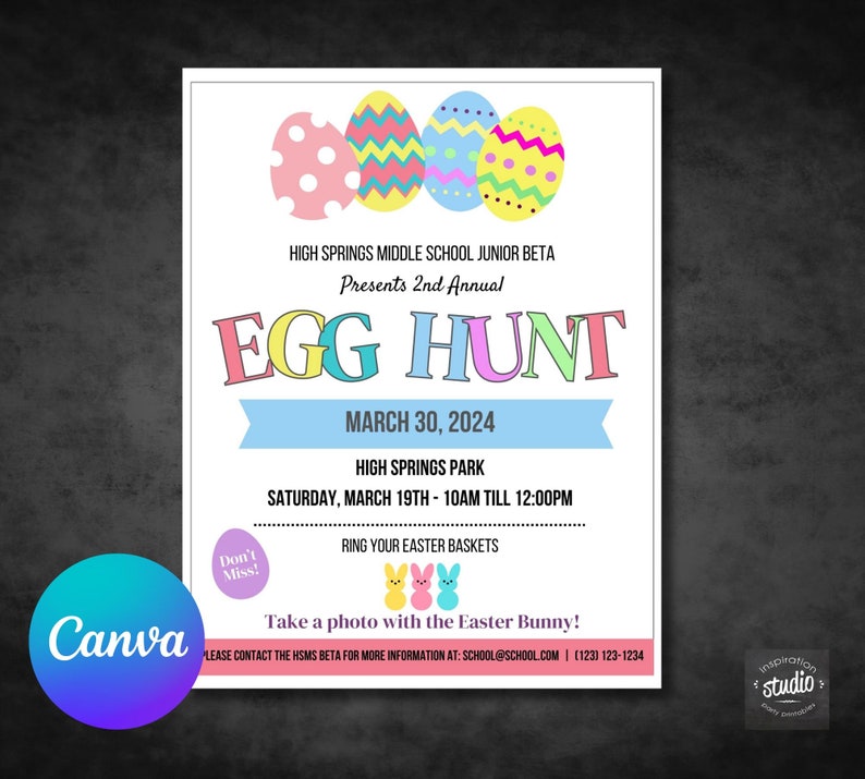 Editable Easter Egg Hunt Flyer Template | Easter Fundraiser | Charity ...