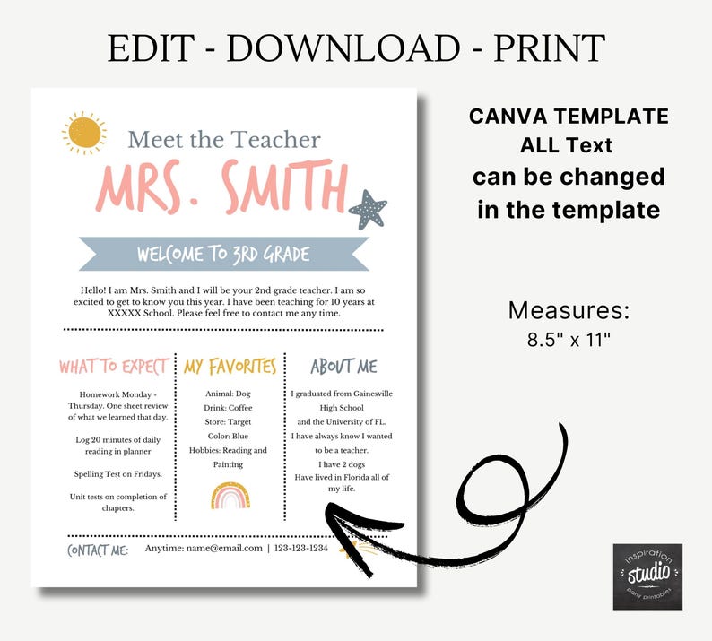 Editable Meet the Teacher Flyer Template | About the Teacher Flyer ...