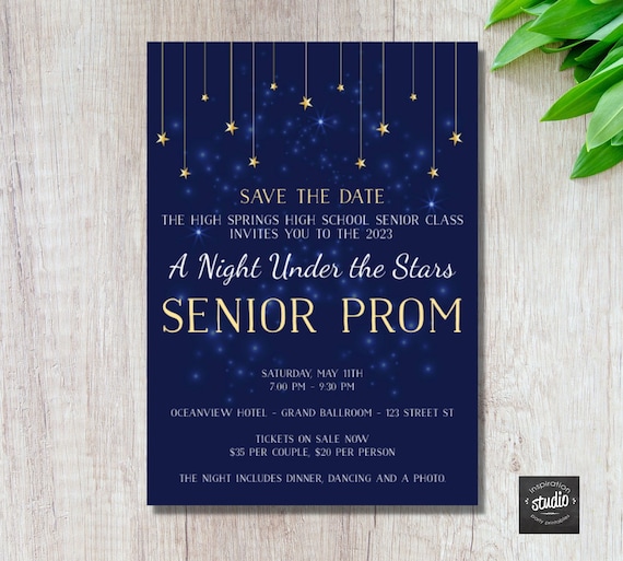 A Night Under the Stars Prom Invite Template, Save the Date, Senior ...