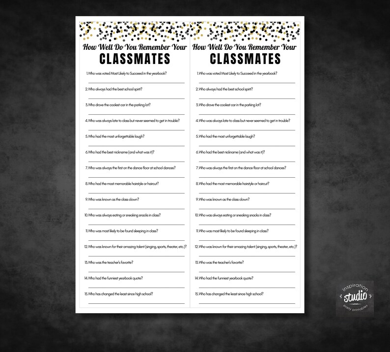 Class Reunion How Well Do You Remember Your Classmates Game | Class ...
