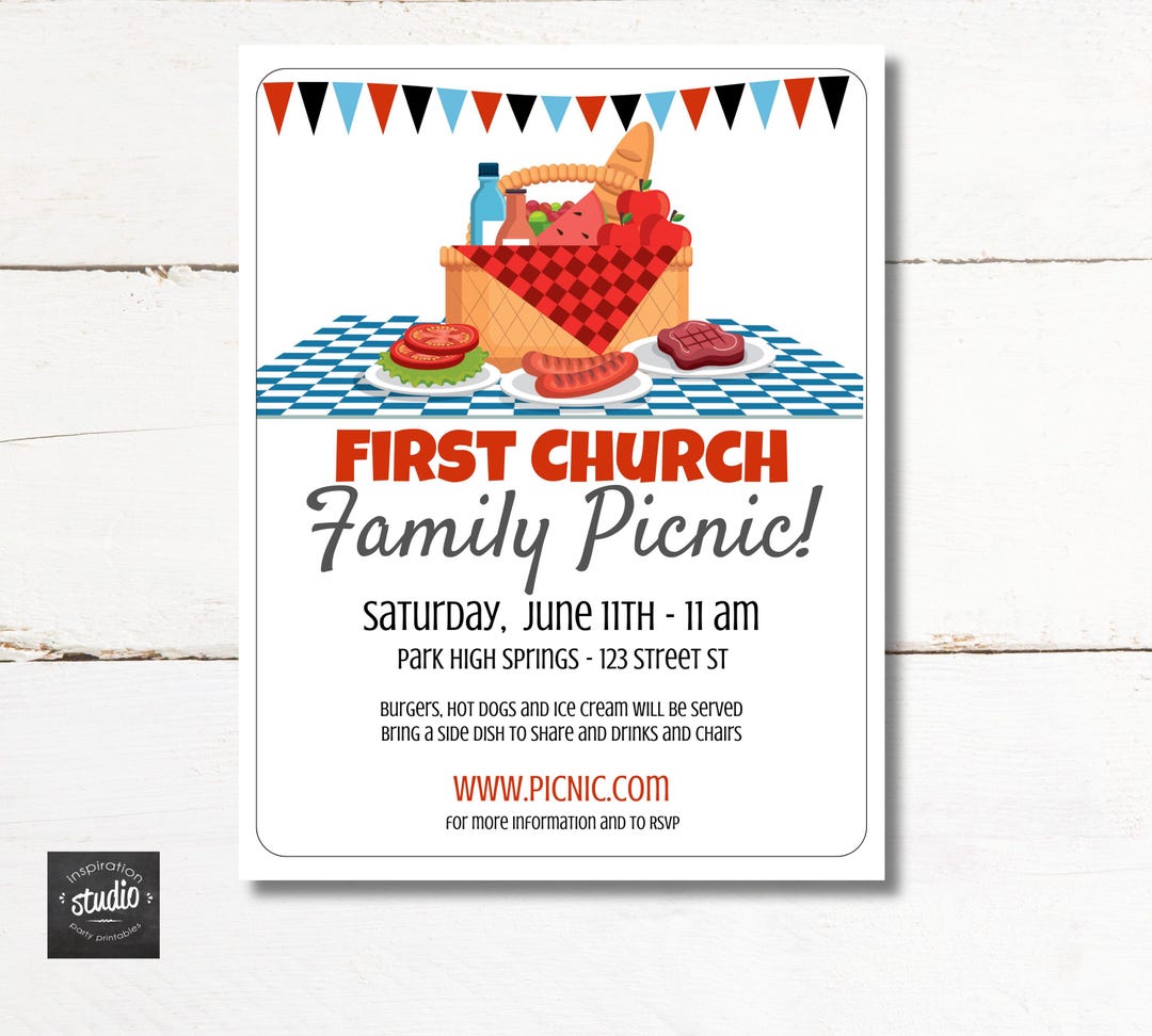 Church Picnic Flyer Template | Editable Canva Design for Family ...