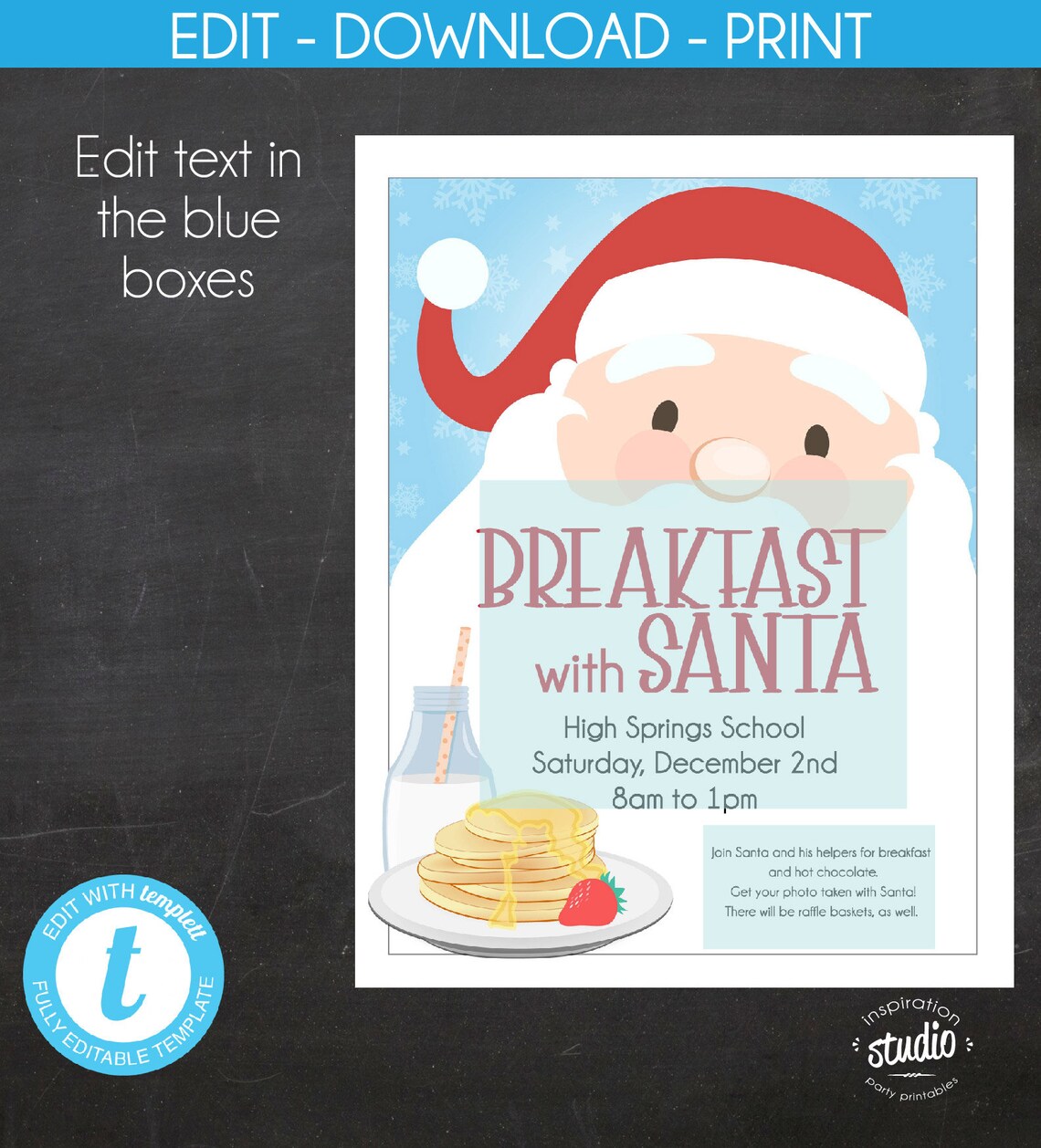 Breakfast With Santa Event Flyer Christmas Flyer Holiday - Etsy