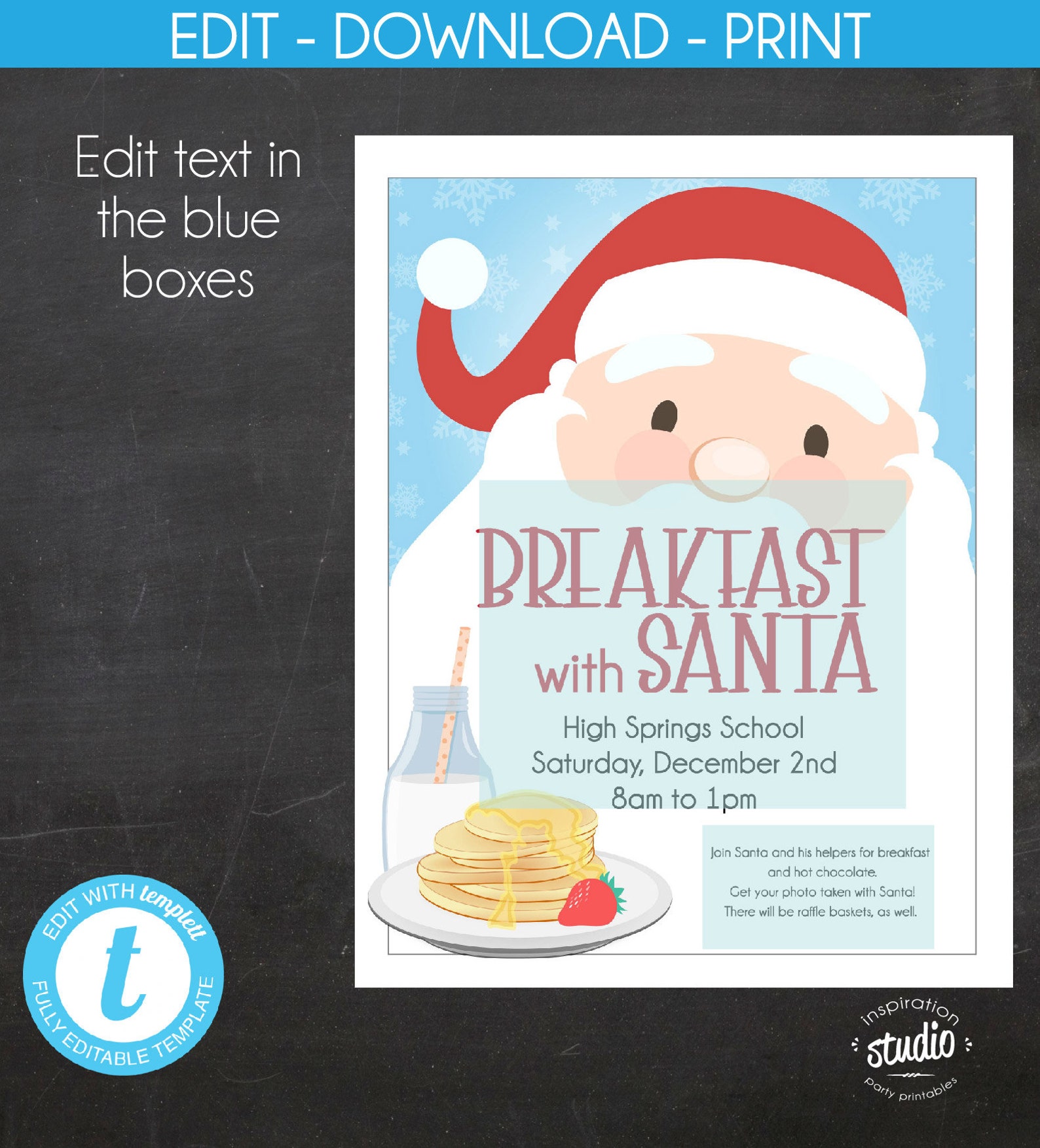 Breakfast With Santa Event Flyer Christmas Flyer Holiday - Etsy