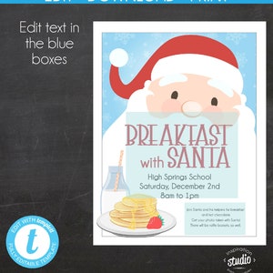 Breakfast With Santa Event Flyer, Christmas Flyer, Kids Christmas Party ...