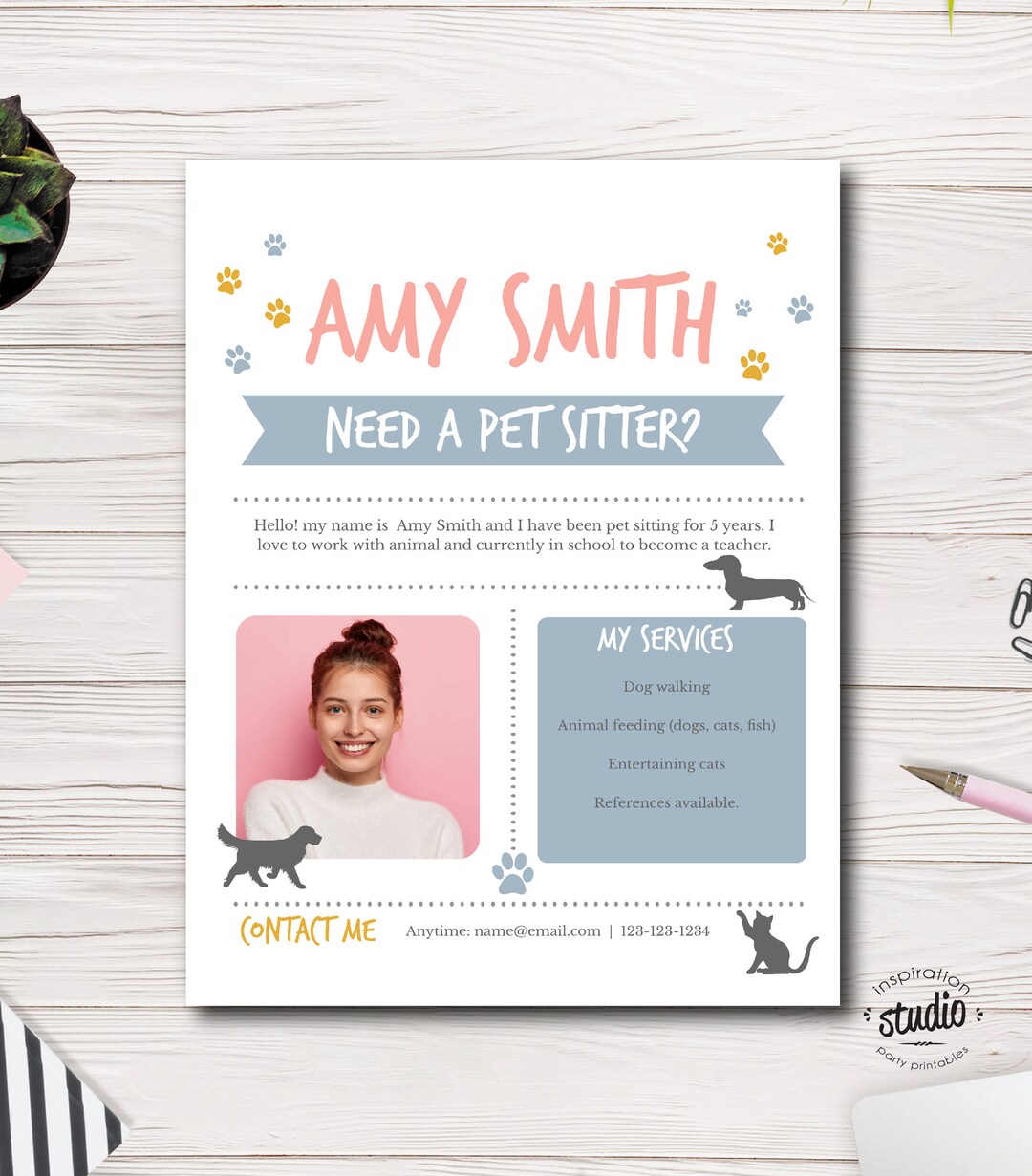 Editable Pet Sitter Flyer Template, Pet Sitting Services, Dog Walking ...