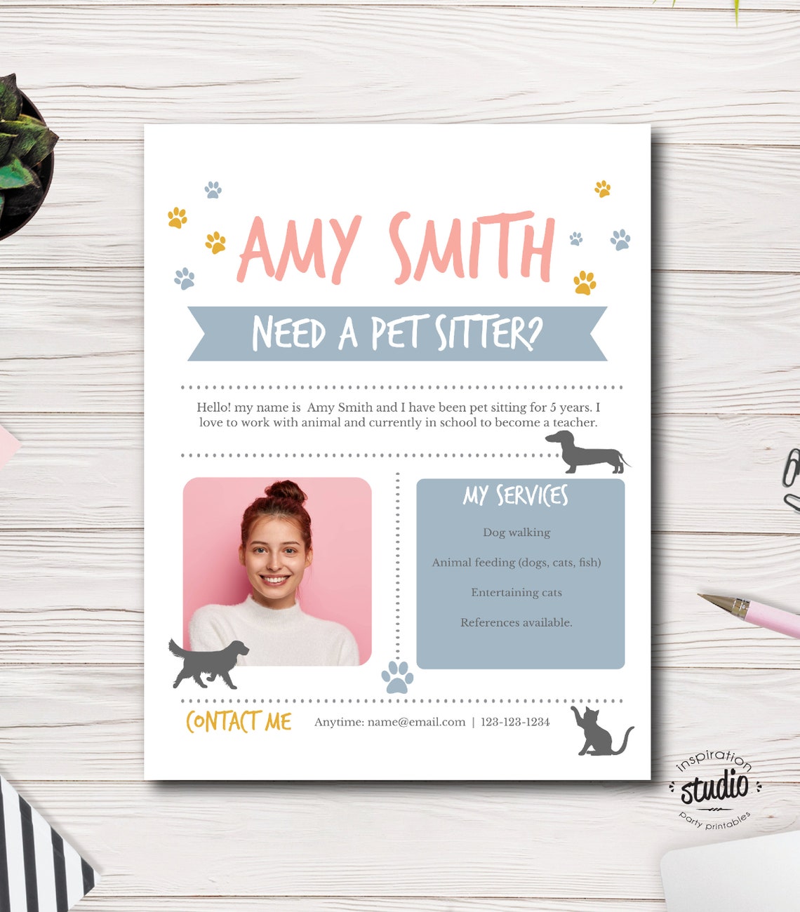 Editable Pet Sitter Flyer Template Pet Sitting Services Dog - Etsy
