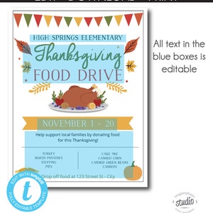 Thanksgiving Food Drive Template, Fall Food Drive, Flyer Template ...
