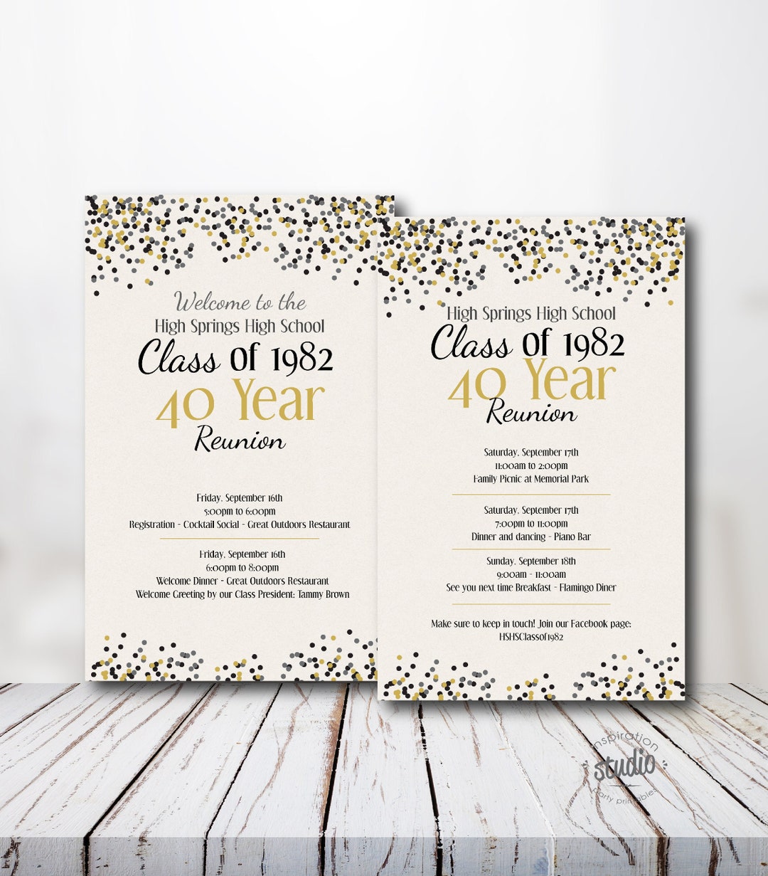 High School Reunion Template, College Reunion, Printable Program Double ...