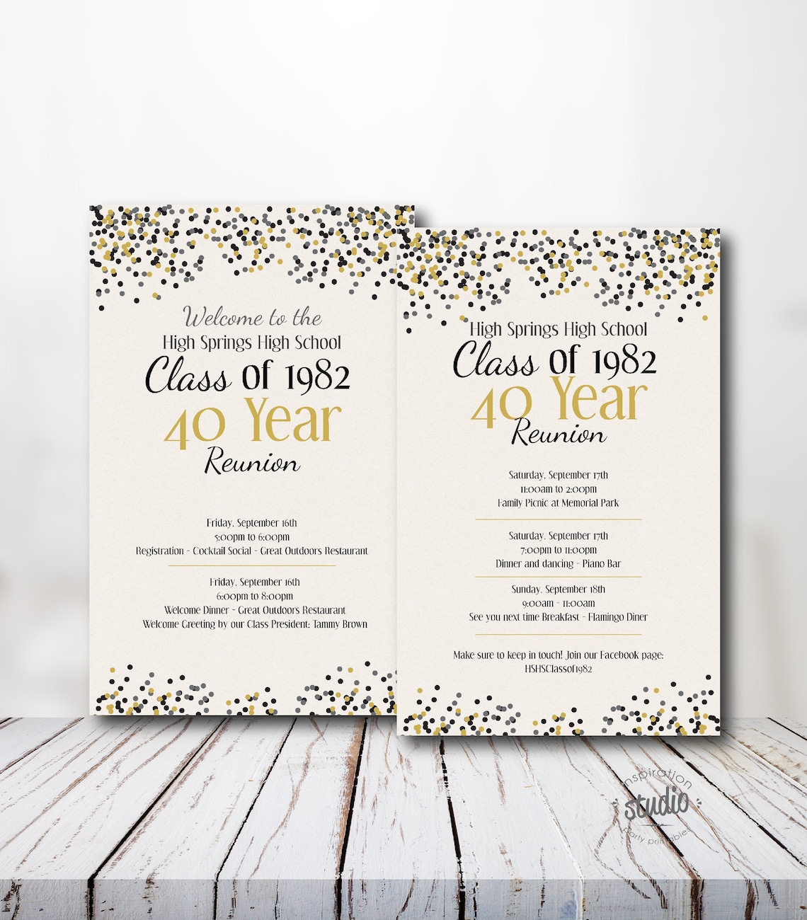 High School Reunion Template, College Reunion, Printable Program Double ...