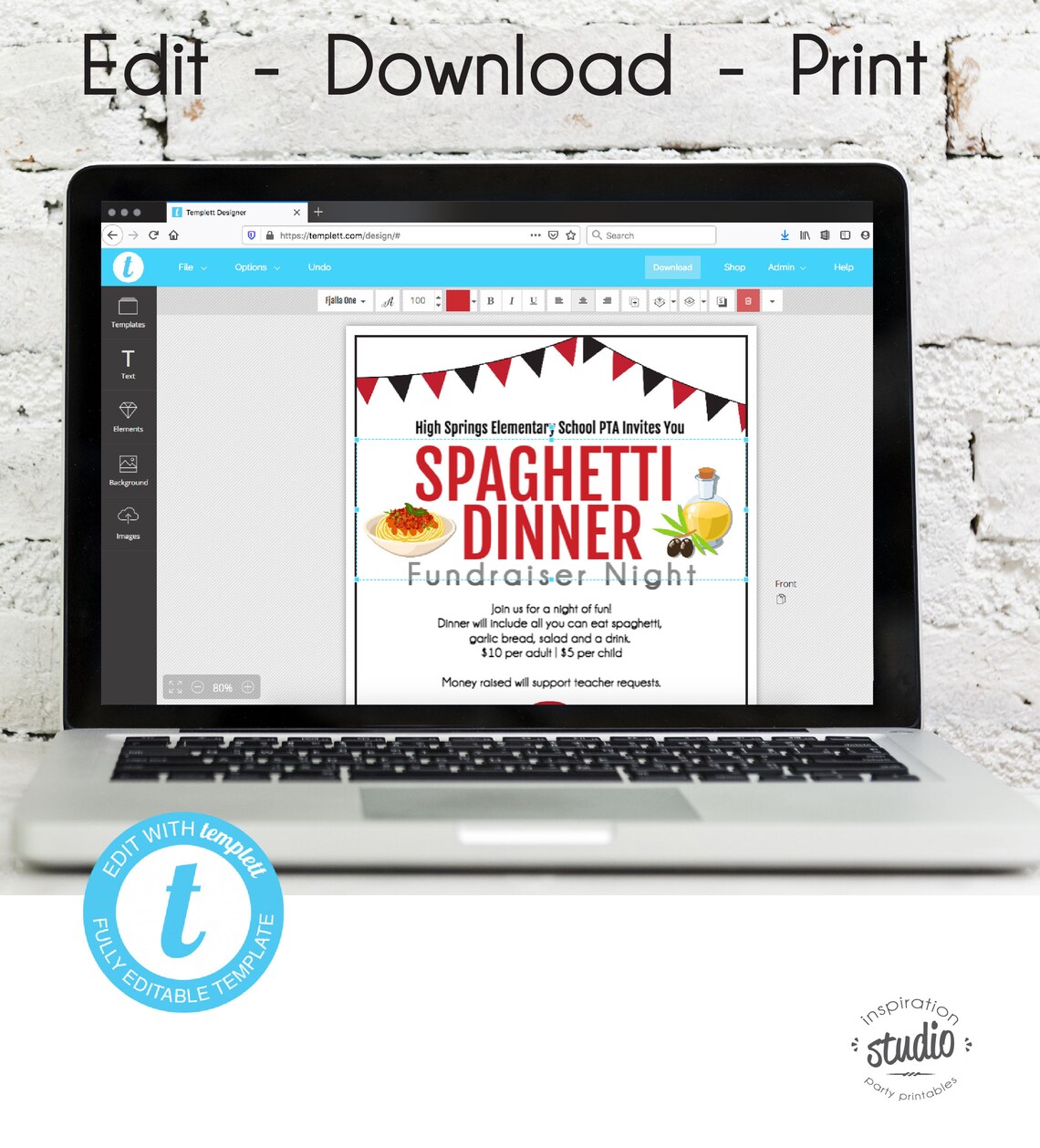 Spaghetti Dinner Fundraiser Flyer and Tickets Template, Pasta Dinner ...