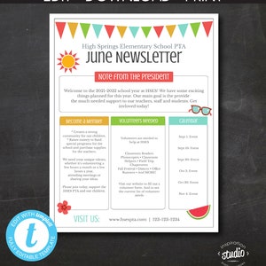 School Newsletter Template | PTA, PTO, PTSA, Teacher Newsletter ...