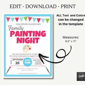 Family Painting Night Event Flyer Template | Art Night Fundraiser Flyer ...