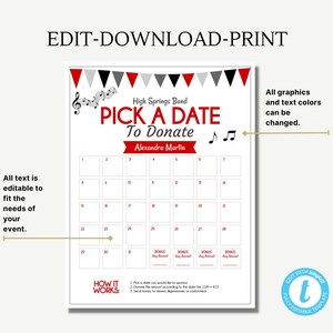 Pick a Date to Donate Band Flyer Template, School Band Fundraiser ...