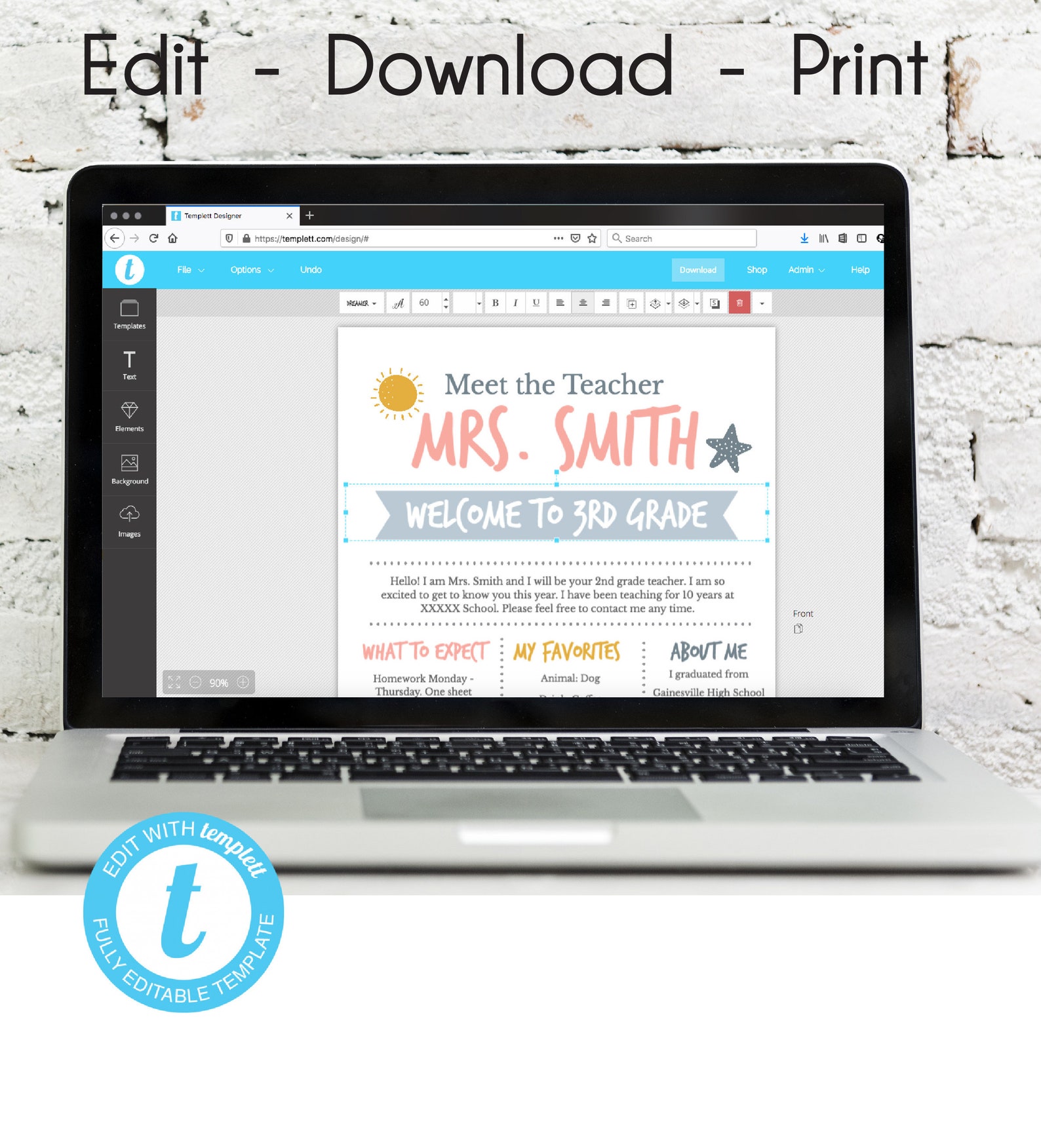 Editable Meet the Teacher Flyer Template About the Teacher Flyer Back ...