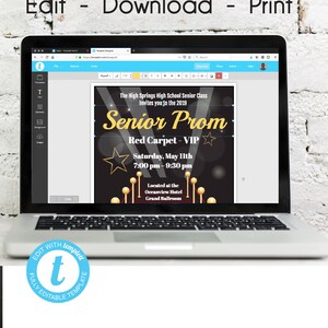 Hollywood Red Carpet Prom Flyer, Poster, Tickets Template School Dance ...
