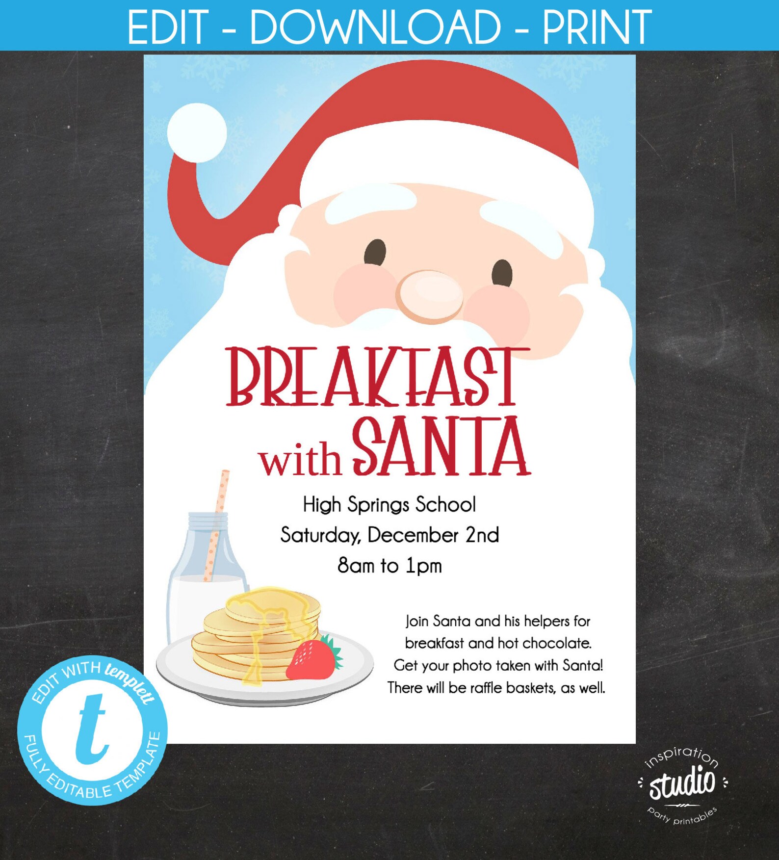 Breakfast With Santa Event Flyer Christmas Flyer Holiday - Etsy