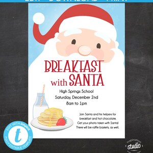 Breakfast With Santa Event Flyer, Christmas Flyer, Kids Christmas Party ...