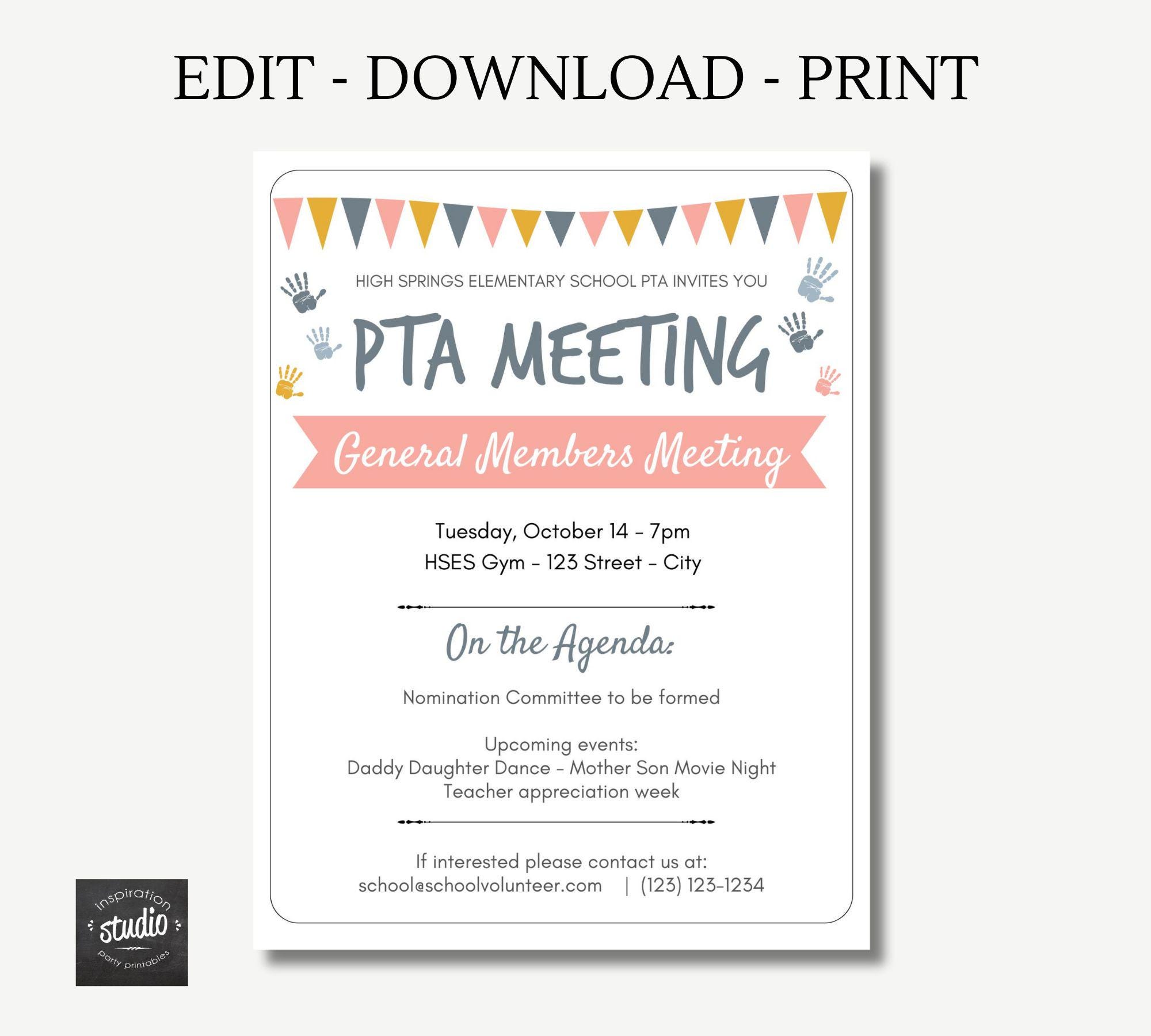 Editable Meeting Announcement Flyer | Easy to Use Canva Template | Edit ...