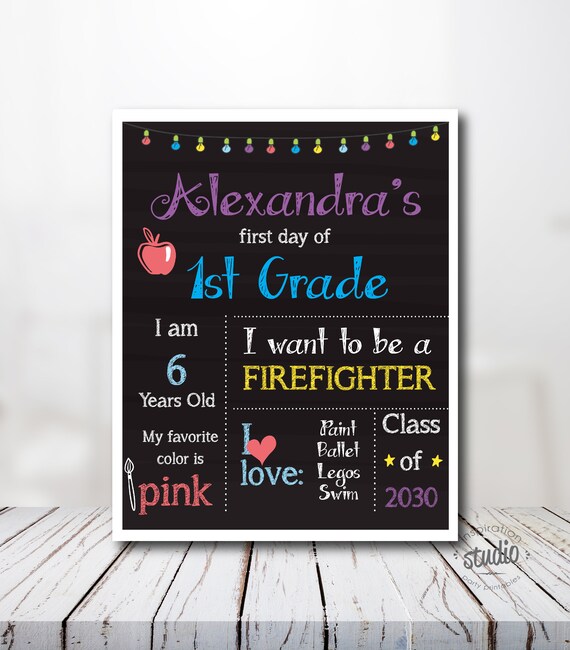 First Day of School, Chalkboard sign, First Day Poster, Back to School ...