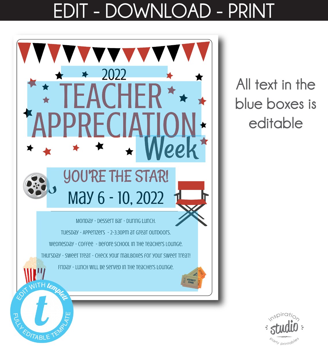 You're the Star Teacher Appreciation Week Flyer Template - Etsy