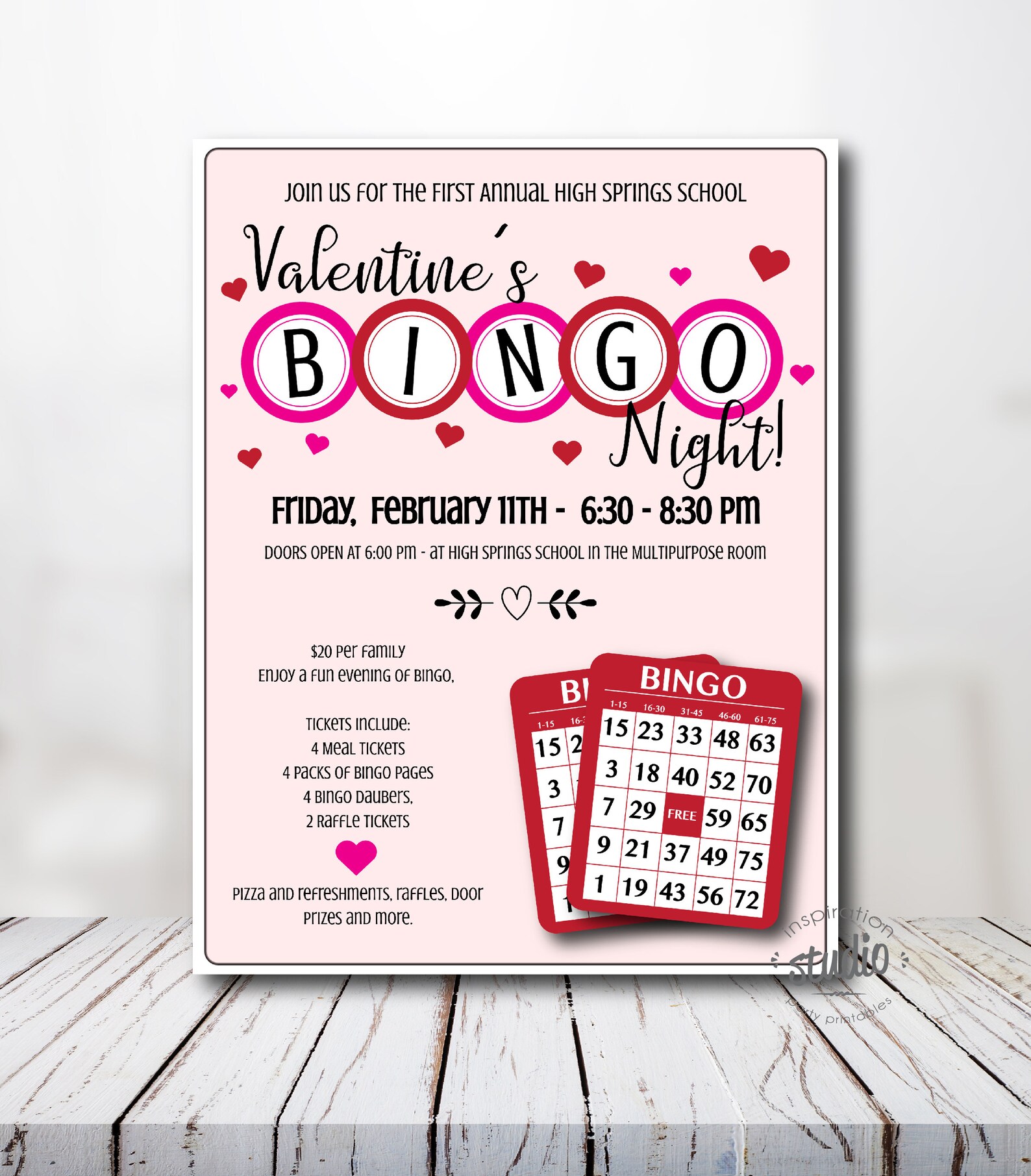 Valentine's Bingo Night Flyer Template Family Night - Etsy