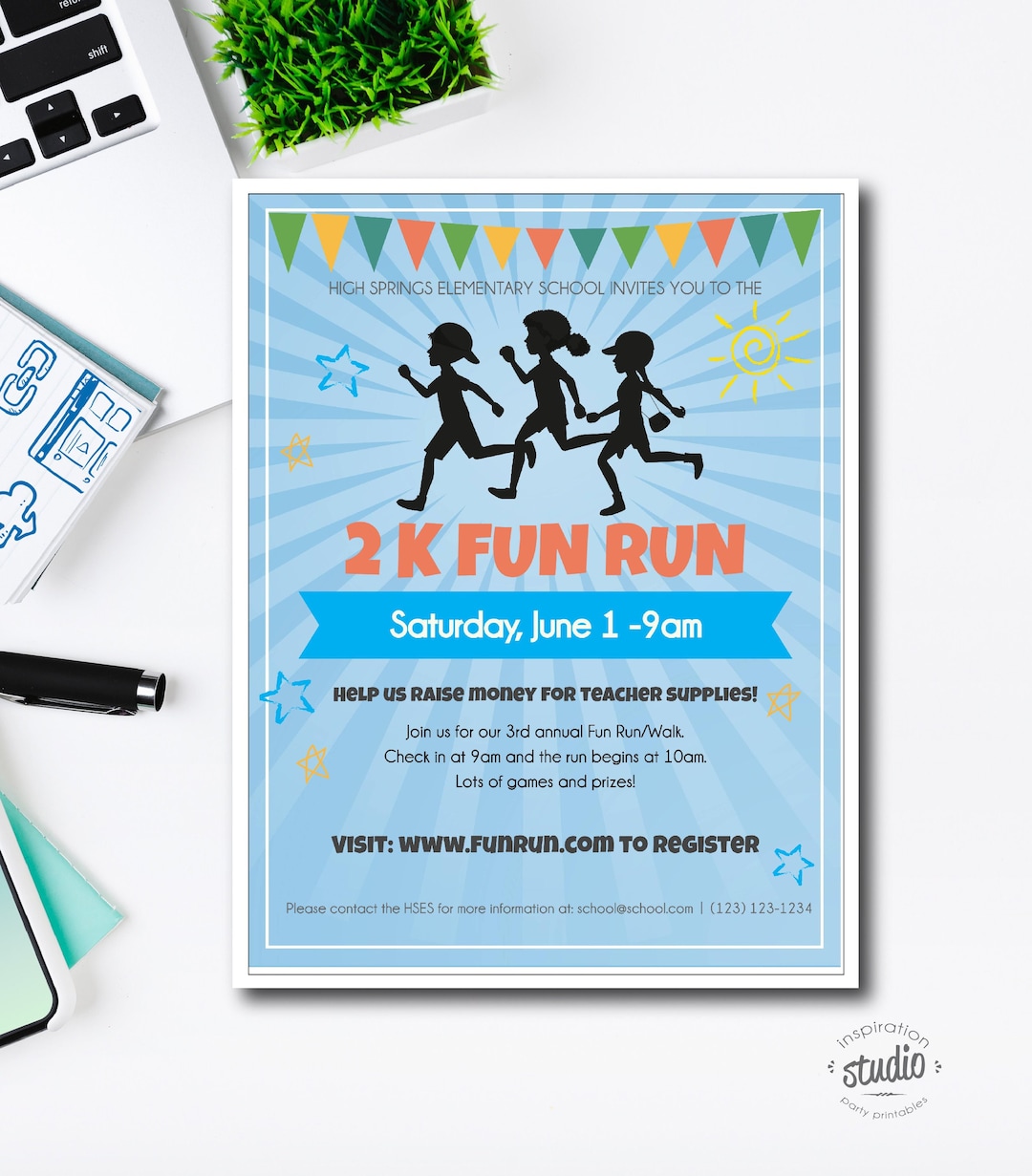 Fun Run Fundraiser Flyer Template | Fun Walk | 5k Run | 2k Walk | Jog a ...
