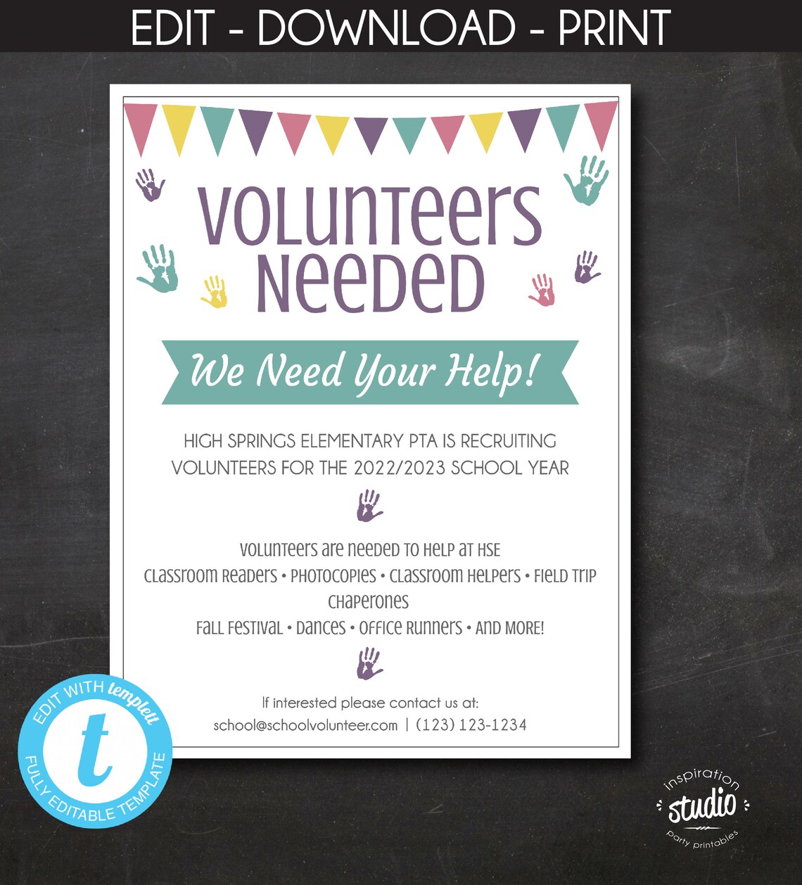 Volunteers Needed Flyer Template Back to School Charity - Etsy