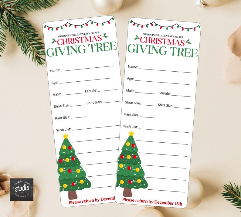 Christmas Giving Tree Tags | Editable Donation Gift Tag Canva Template ...