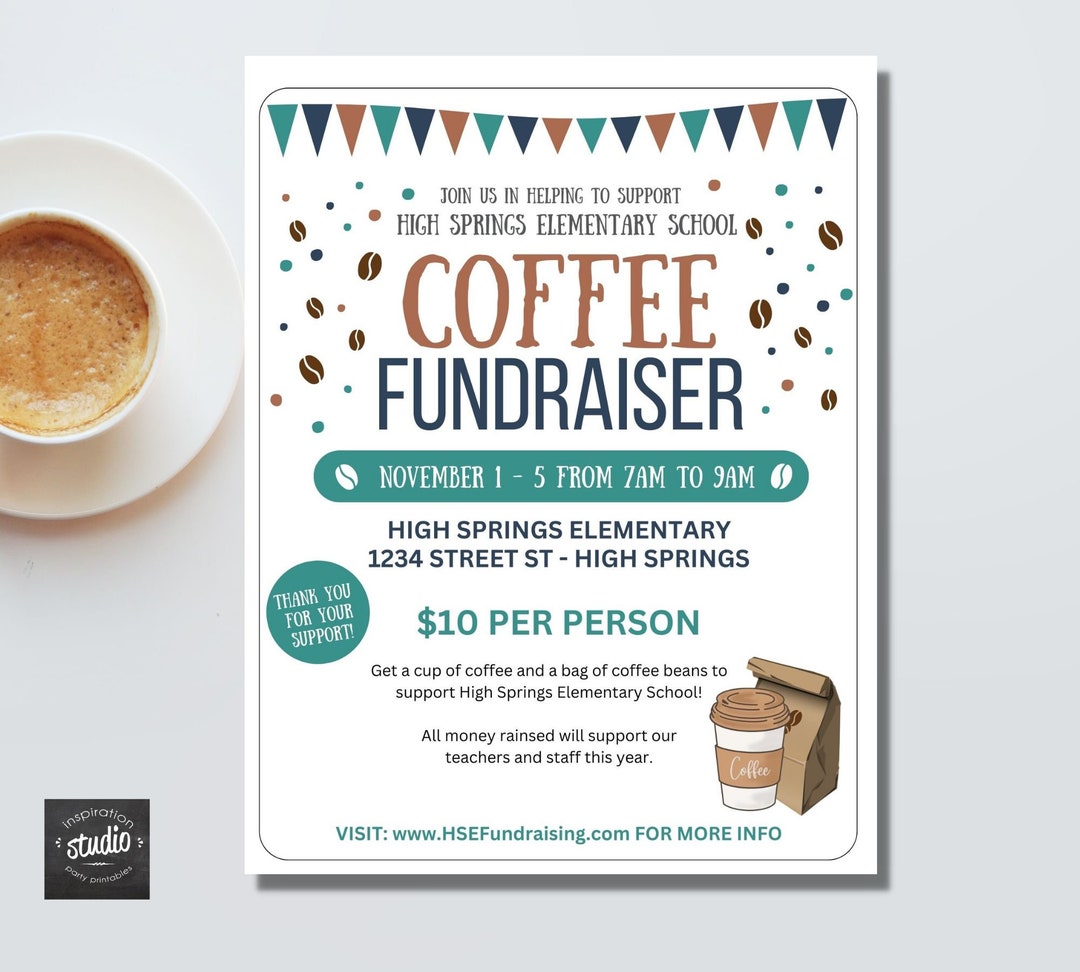 Coffee Fundraiser Flyer Templatt | School, Sports, PTA or Charity ...