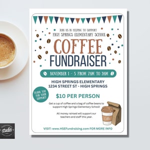 Coffee Fundraiser Flyer Template School Sports PTA or - Etsy