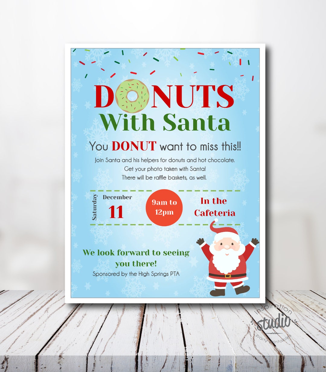 Donuts With Santa Event Flyer Template, Christmas Flyer, Holiday Flyer ...