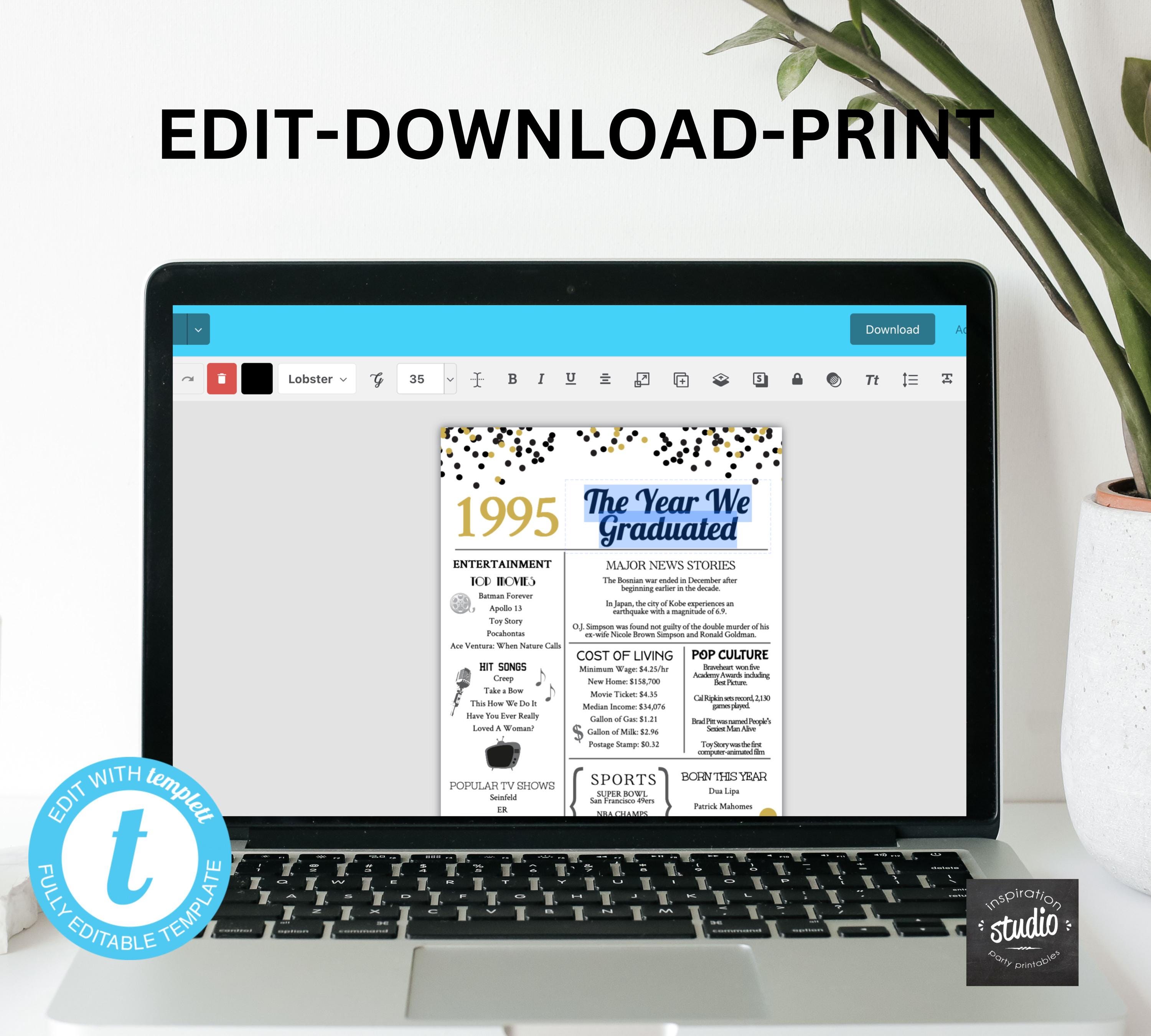 Editable 30th High School Class Reunion Card Template | Table ...