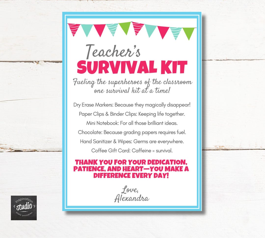 Editable Teachers Survival Kit Tag | Printable Gift Tag | Teacher ...