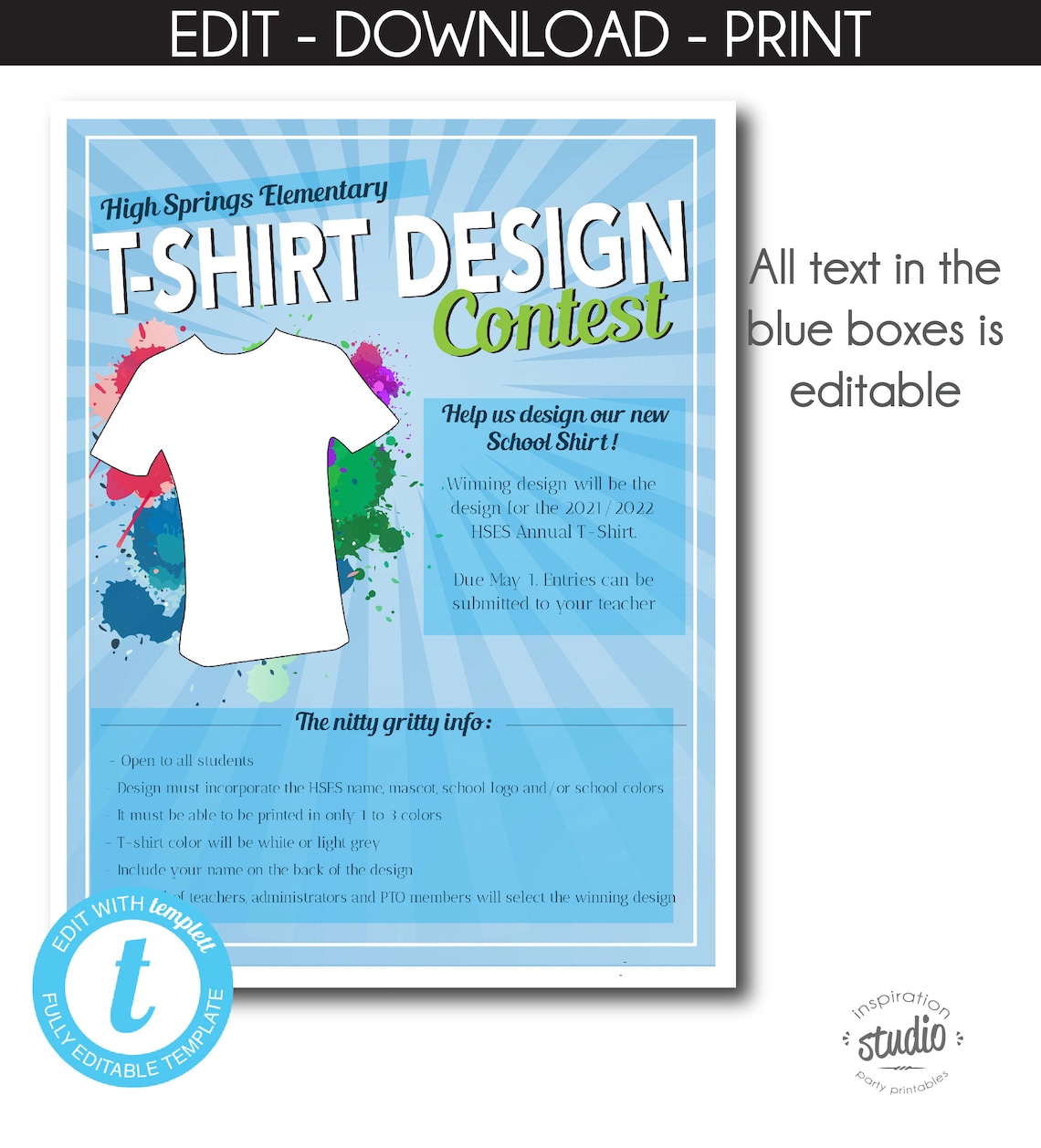 T-shirt Design Contest Flyer Template, PTA, PTO, School, Church Event ...