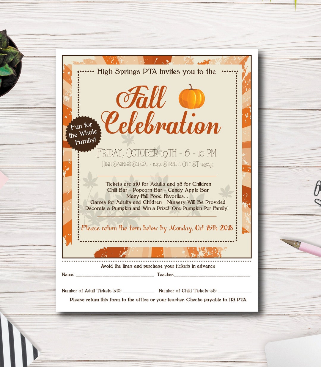 Fall Festival Flyer, Fall Celebration, School, Church, PTA, PTO, or Any ...