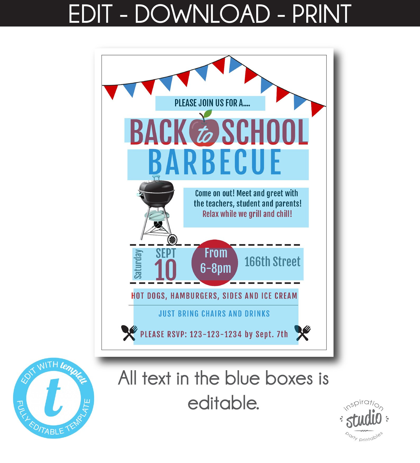 Back to School Barbecue Flyer Template School BBQ Party - Etsy
