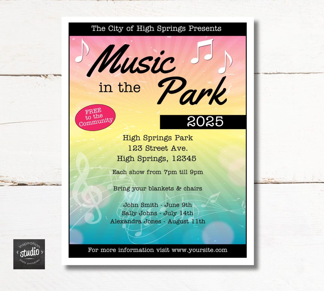 Live Music in the Park Event Flyer and Poster Template | Customize for ...
