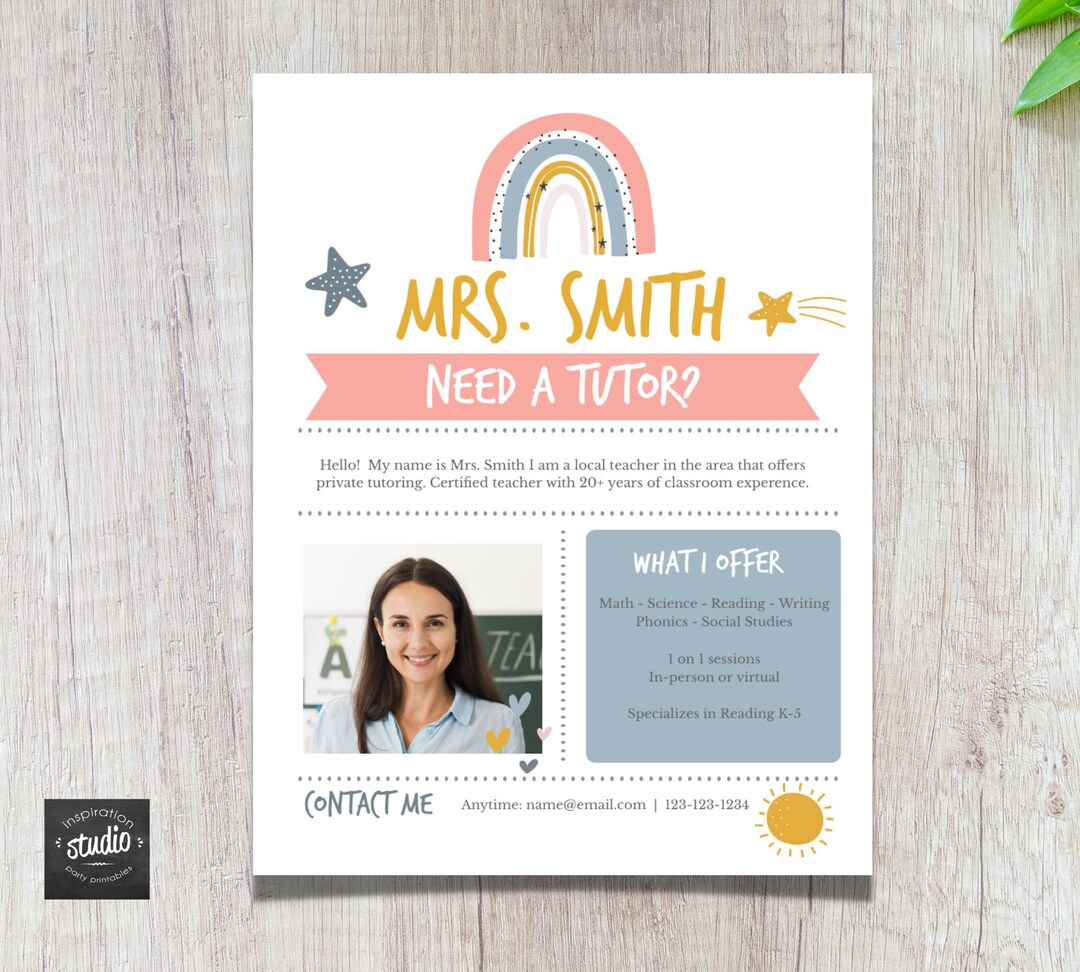 Editable Tutoring Flyer Template, User-friendly and Customizable ...