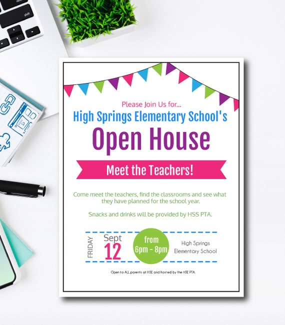 School Open House Flyer, Back to School Flyer Template, PTA, PTO ...
