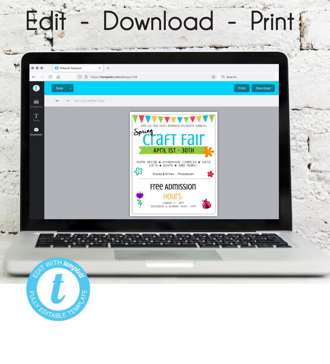 Spring Craft Fair Flyer Template | School, Church, PTA, PTO, Event ...
