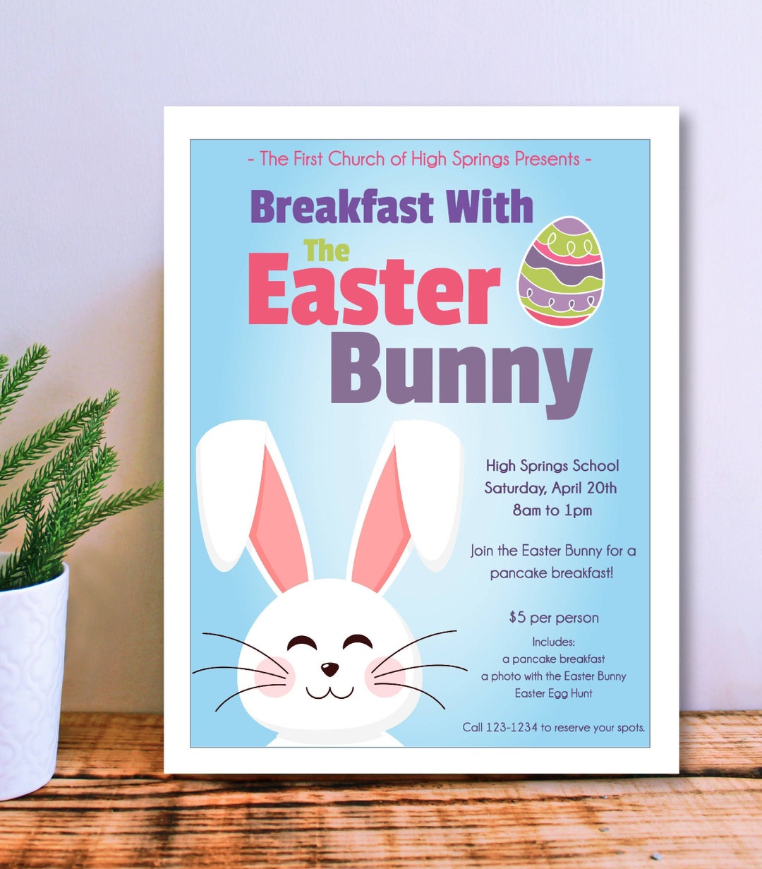 Breakfast With the Easter Bunny Flyer Template, Easter Egg Hunt Flyer ...