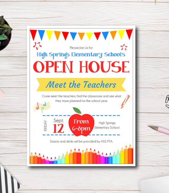 School Open House Flyer, Back to School Flyer Template, PTA, PTO ...