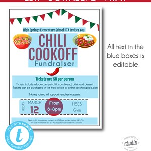 Chili Cook-off Fundraiser Flyer Chili Night PTA PTO - Etsy