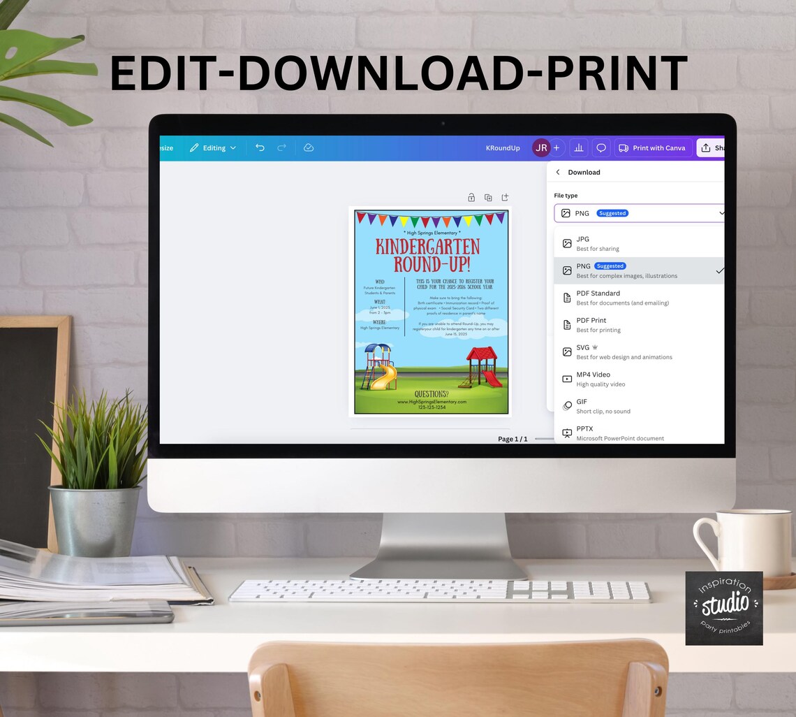 Kindergarten Round-up Flyer | Editable Canva Template for School and ...