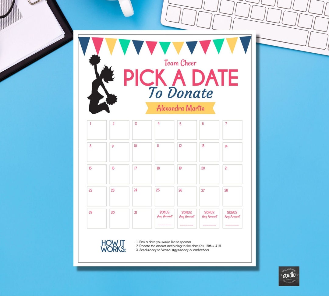 Pick a Date to Donate Cheerleader Flyer Template Customizable ...